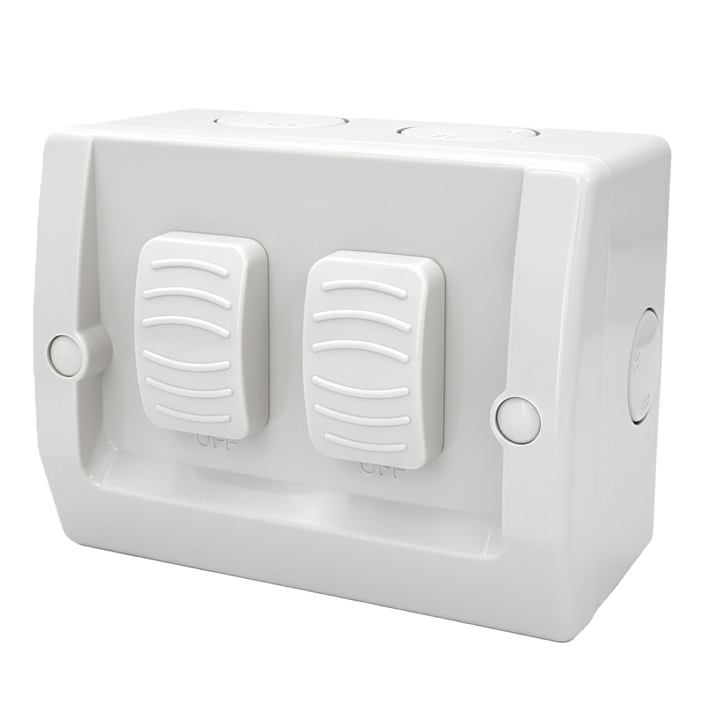 Switch - Double Grey 16amp Waterproof IP66 – Zephyr Group